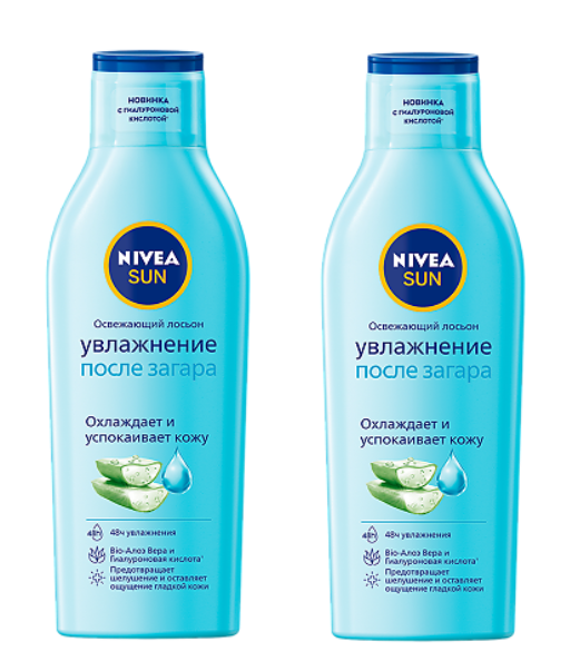 Освежающий лосьон Nivea Увлажнение после загара с гиалуроном, 200 мл, 2 шт