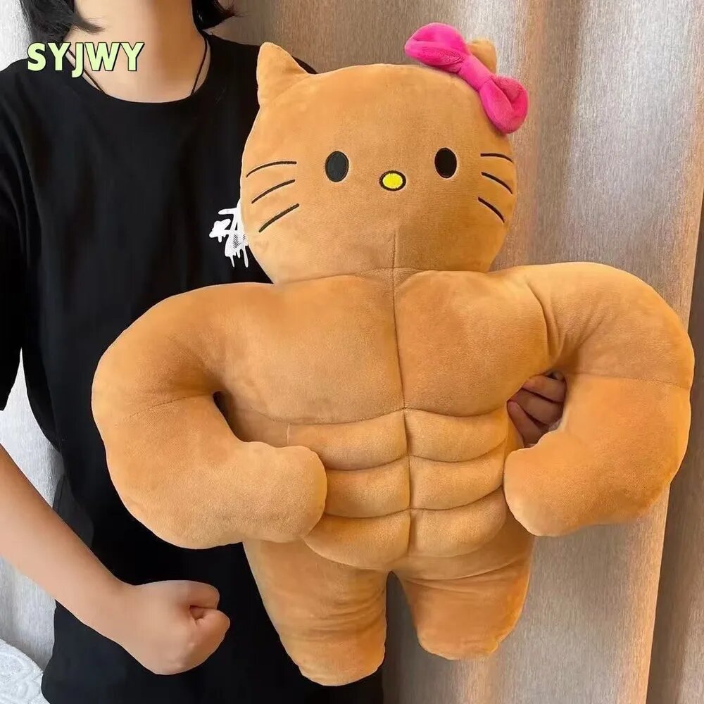 Мягкая игрушка Hello Kitty с мускулистым телом, мягкая плюшевая кукла, подарок для детей — фото 1