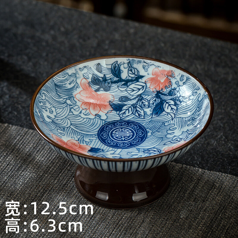 Ретро-поднос для чайных закусок в китайском стиле, сине-белый, на высокой ножке, фруктовница, маленькое блюдце, чаша для закусок и сухофруктов в китайском стиле, керамический поднос.