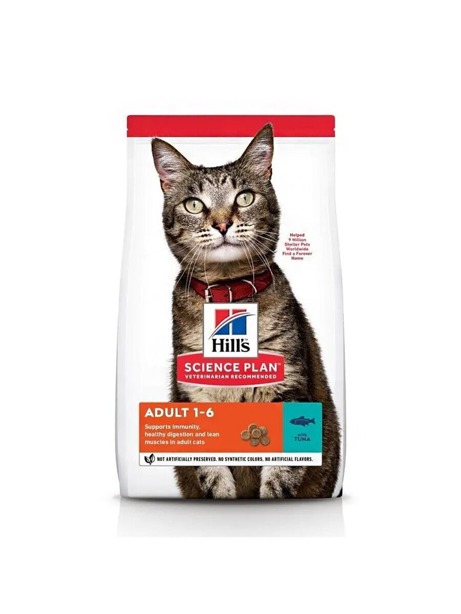 Сухой корм Hill's Science Plan Adult для взрослых кошек 1-6 лет, с тунцом, 10 кг