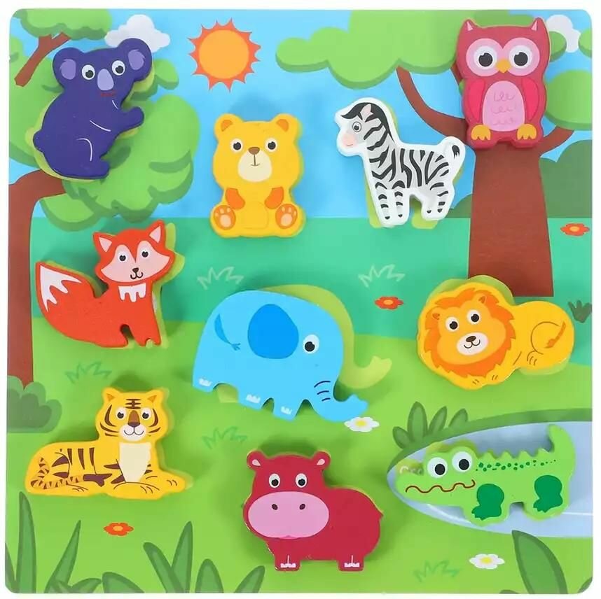 Сортер КНР Лесные животные, на липучках, деревянный