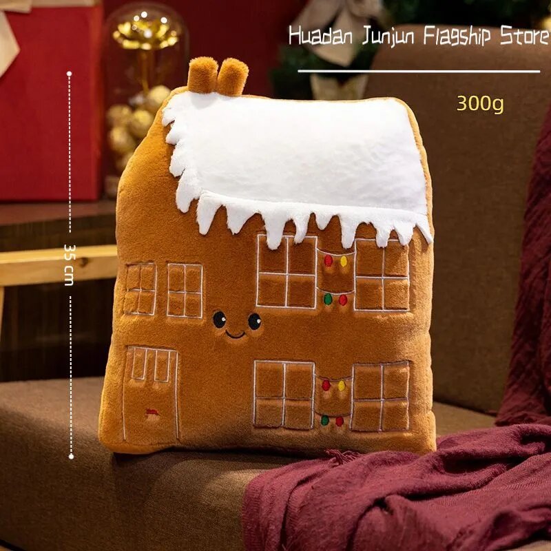 Мягкая игрушка в виде пряничного домика 35 см, для детей и взрослых, плюшевая подушка для дома
