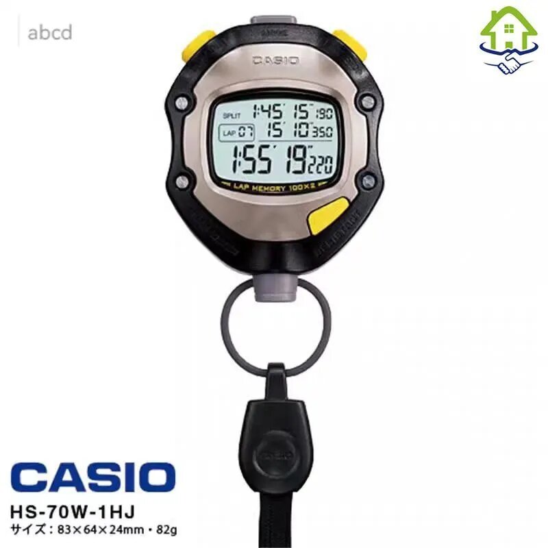 Секундомер Casio HS-70W-1HJ черный/желтый электронный, размер 83x64x24mm