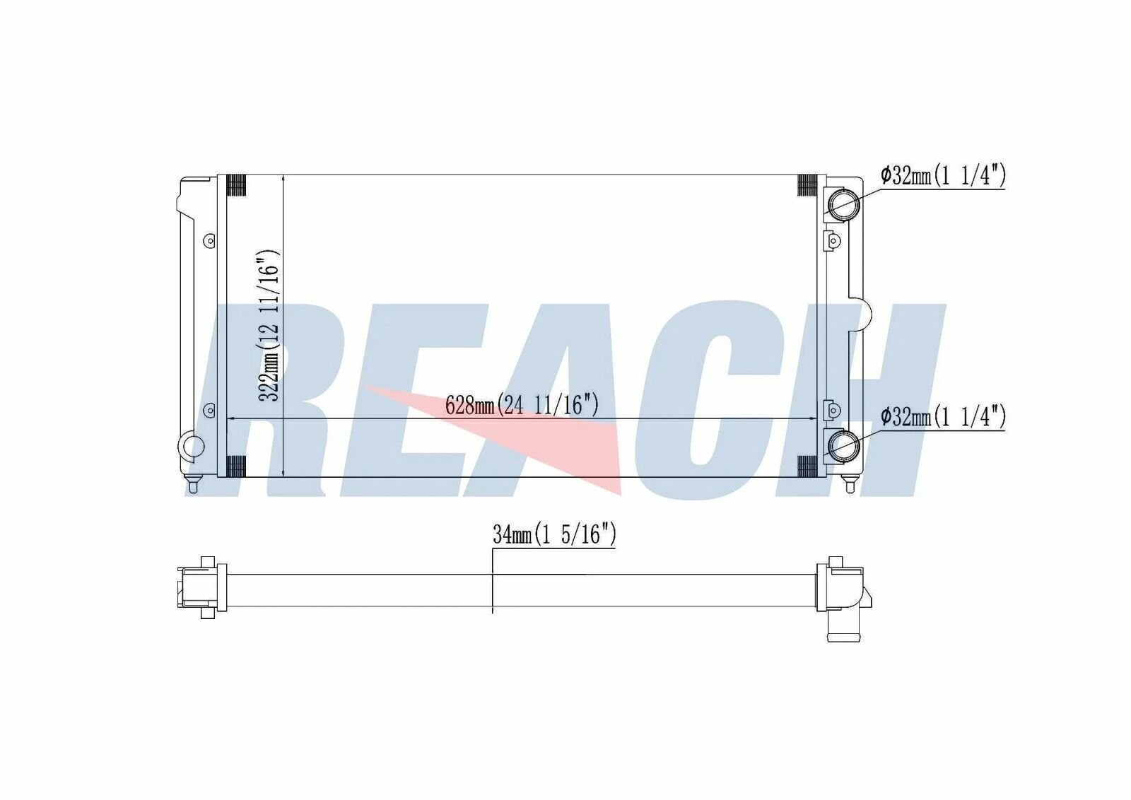 Радиатор REACH 1.40.15120.534 VW PASSAT 3A2, 35I 1.8 1988-1993