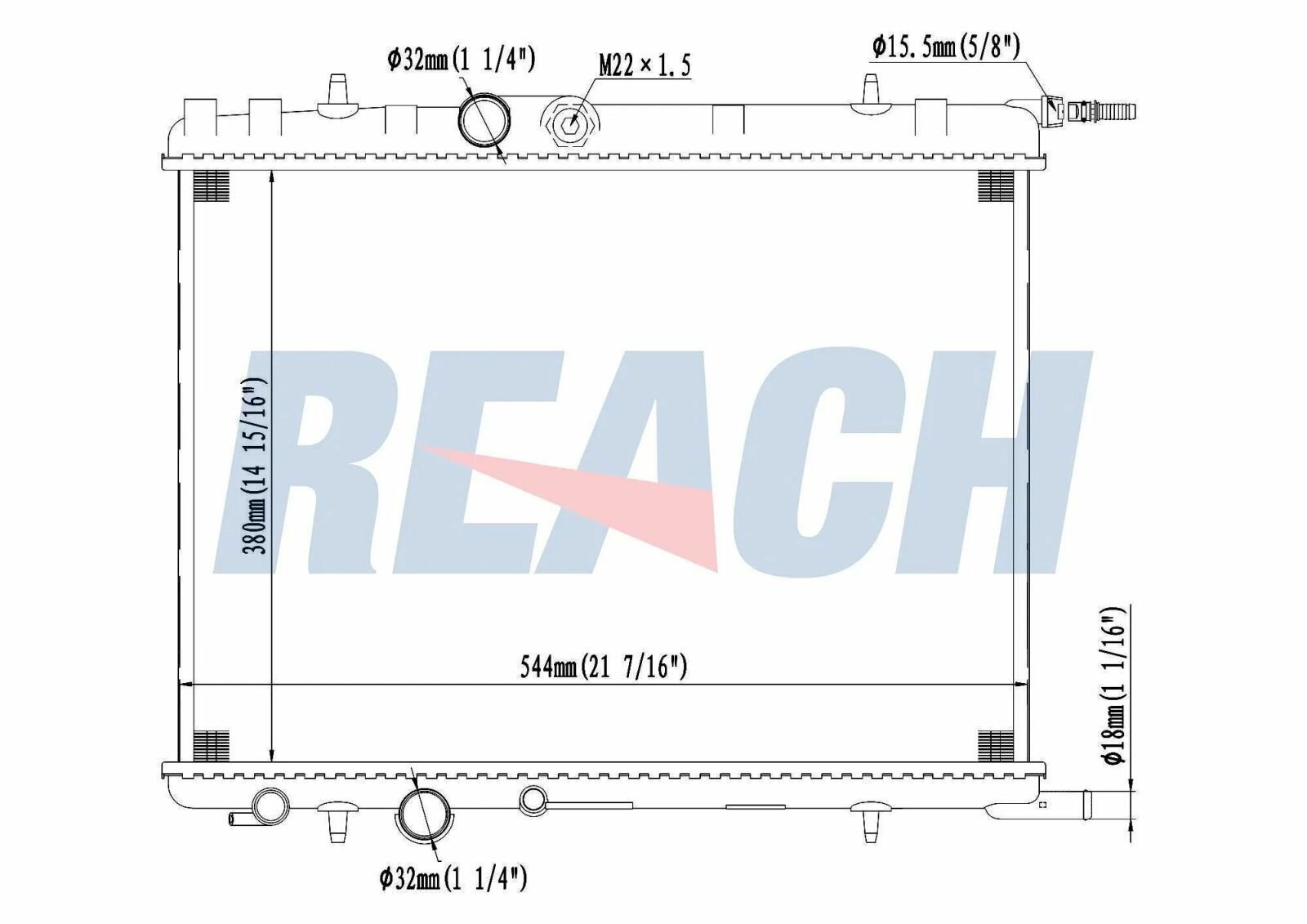 Радиатор REACH 1.40.13464.523 CITROEN C4 2004-