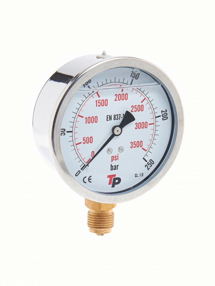 Манометр гидравлический виброустойчивый радиальный D100 мм 0-250 bar 1/2BSP TP