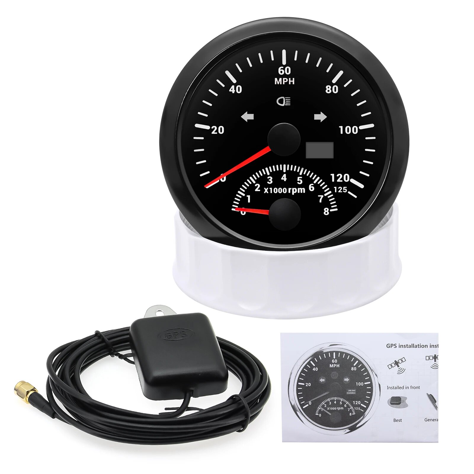 Изготовленный на заказ 85 мм GPS-спидометр 125 км/ч 160 км/ч 200 км/ч 125MPH Customized BN 125MPH