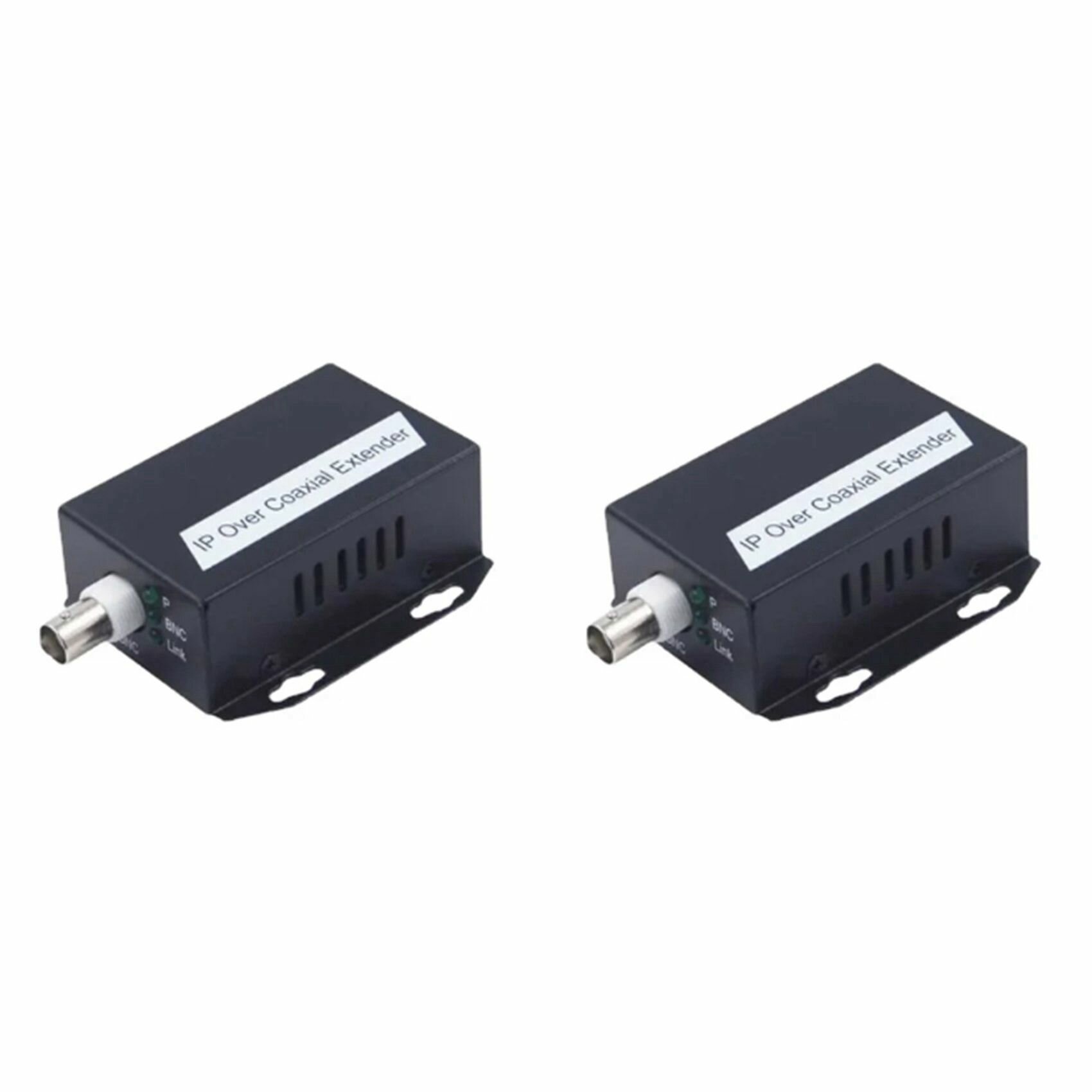2шт Ethernet IP Extender over Coax HD Network Kit Передача по Коаксиальному Кабелю EoC для Камер Видеонаблюдения Безопасности (B)