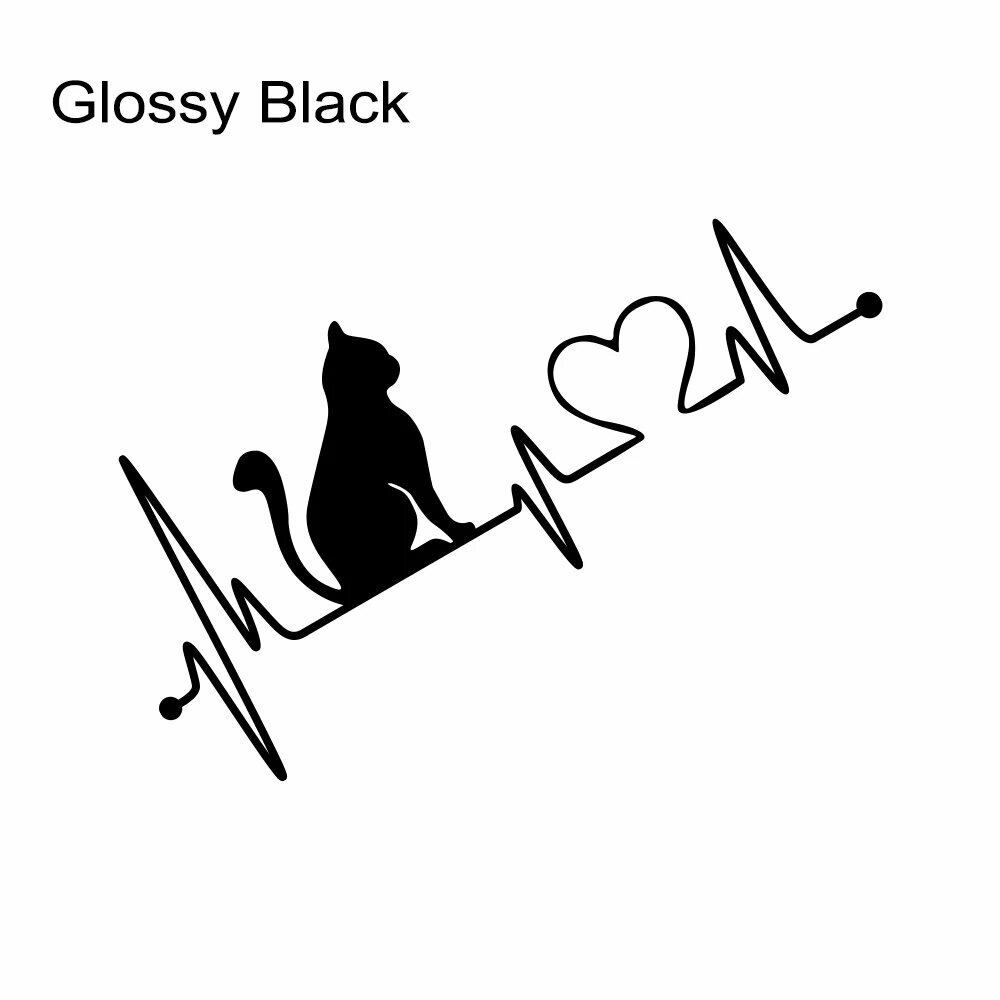 Наклейка "Кошка и сердце" Glossy Black, 4шт