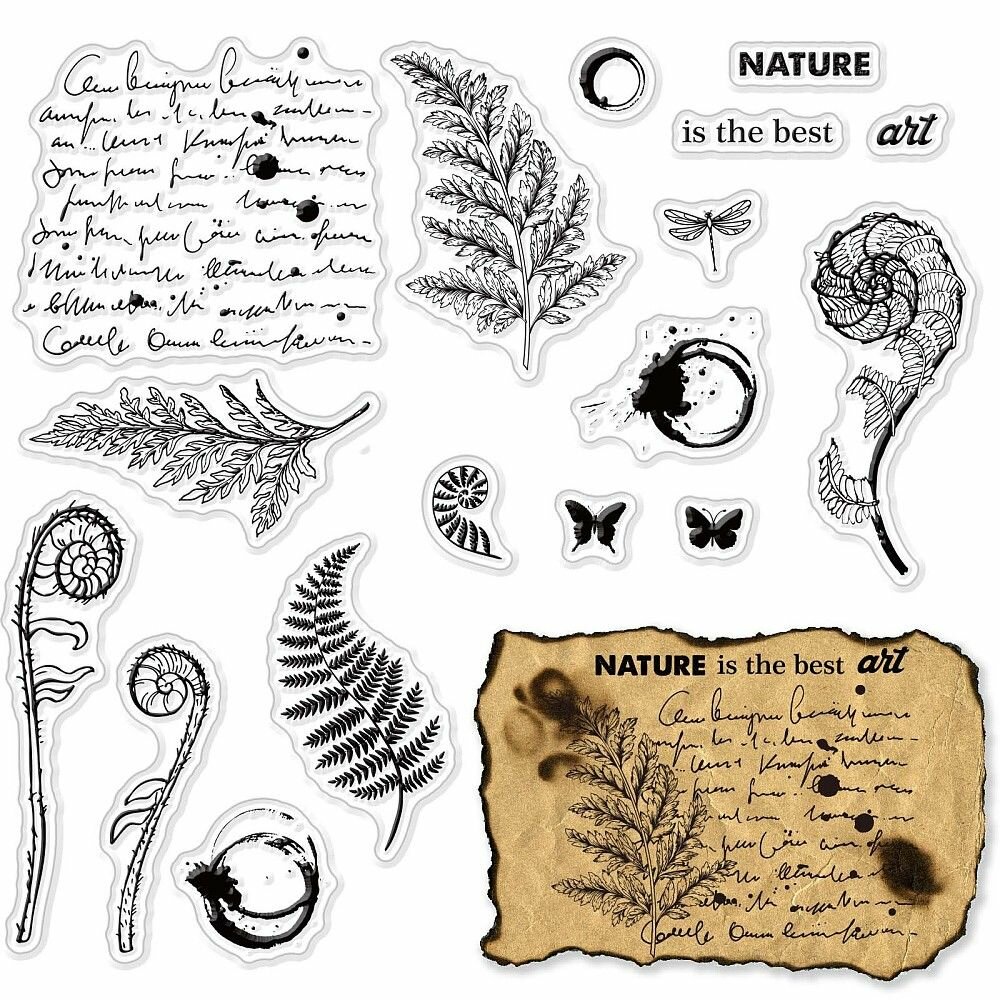 1 шт. прозрачные резиновые штампы с изображением листьев папоротника, бабочки, стрекозы, природы, винтажный прозрачный силиконовый штамп