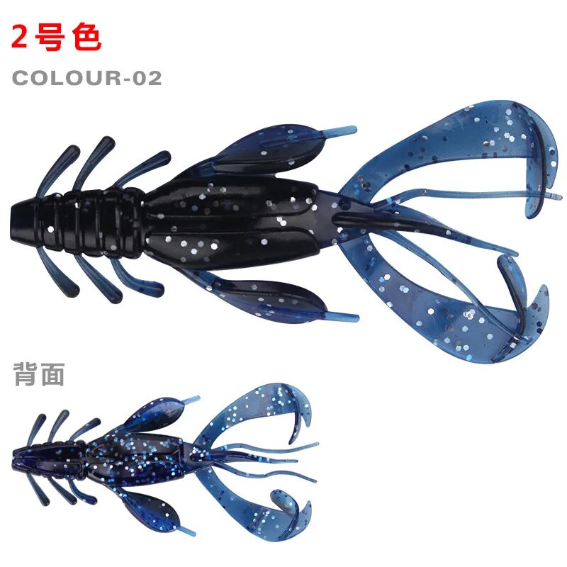WLDSLURE Двухцветные искусственные приманки креветки 4 шт Темно-синий, Black Blue