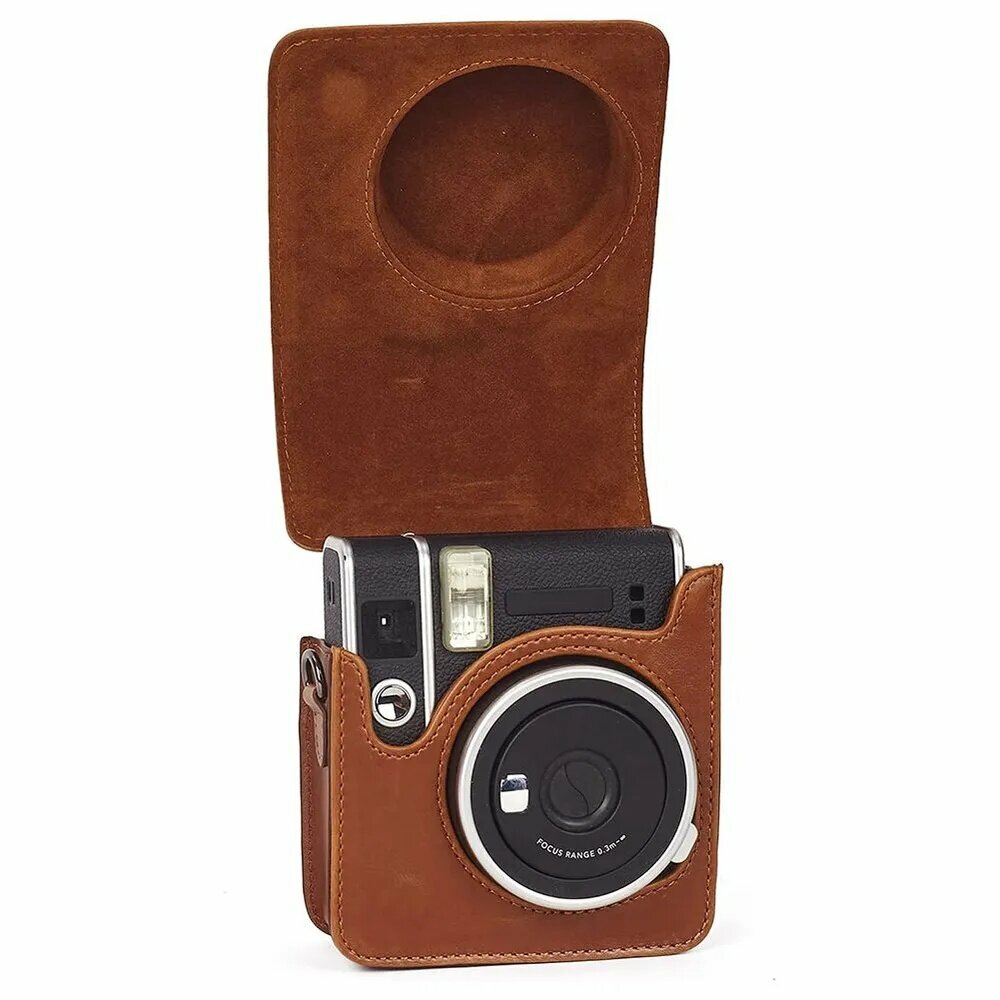 Чехол для instax mini 40, коричневый, подходит по размеру