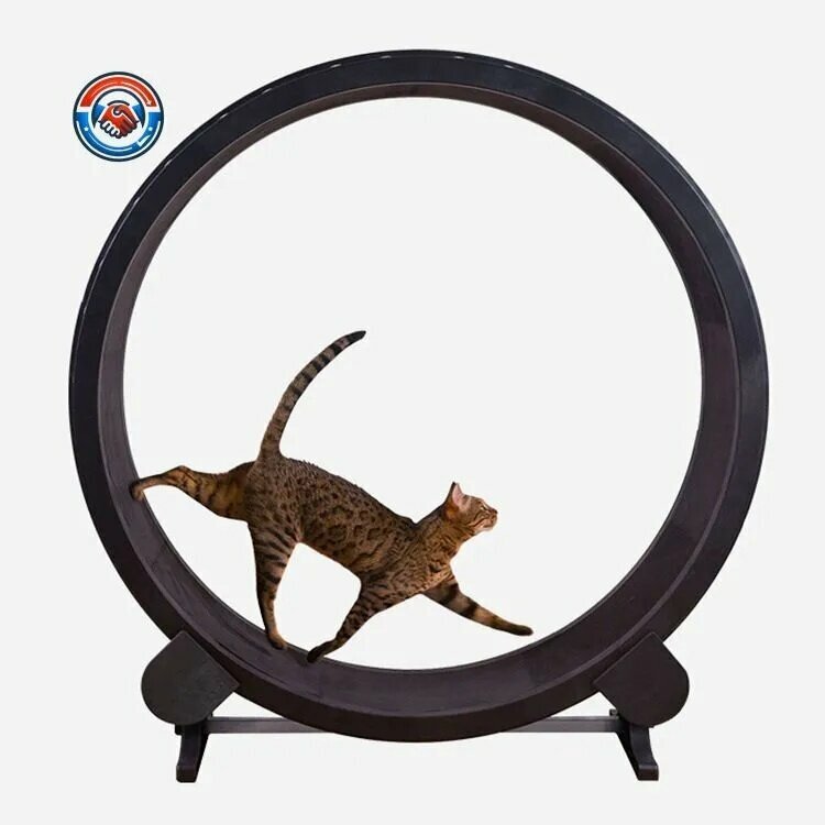 Беговое колесо для животных, черная конструкция для активности и здоровья кошек и мелких собак, складная беговая дорожка из прочного ПВХ для дома и ветклиник