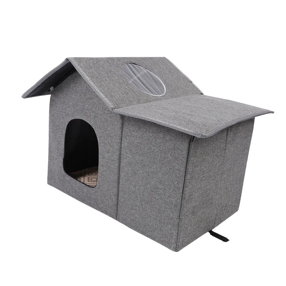 Уличный домик для кошек, серый, для всех пород кошек, складной
