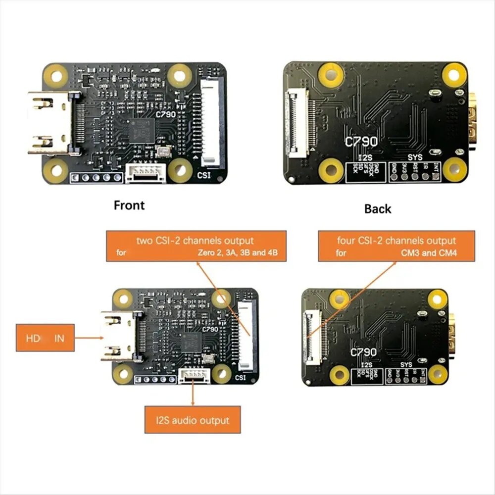 Совместимость HDMI с модулем CSI-2 C790 для Raspberry Pi B - Кабель и шлейф для Raspberry Pi — фото 1