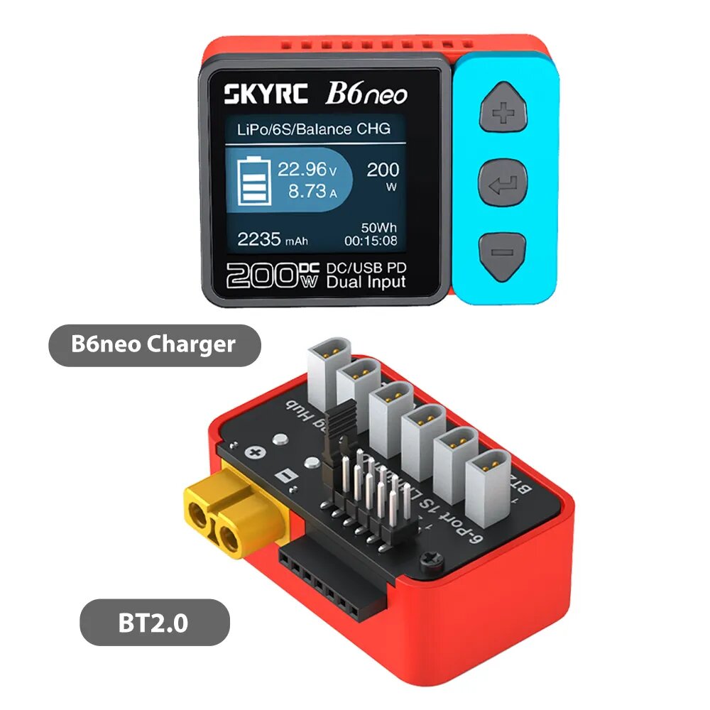 SKYRC OSH 6-портовый зарядный хаб 1S BT2.0/PH2.0 для LiPo/LiFe/Li-ion/LiHV, совместим с B6neo/B6ACneo/B6neo+/B6neo 2