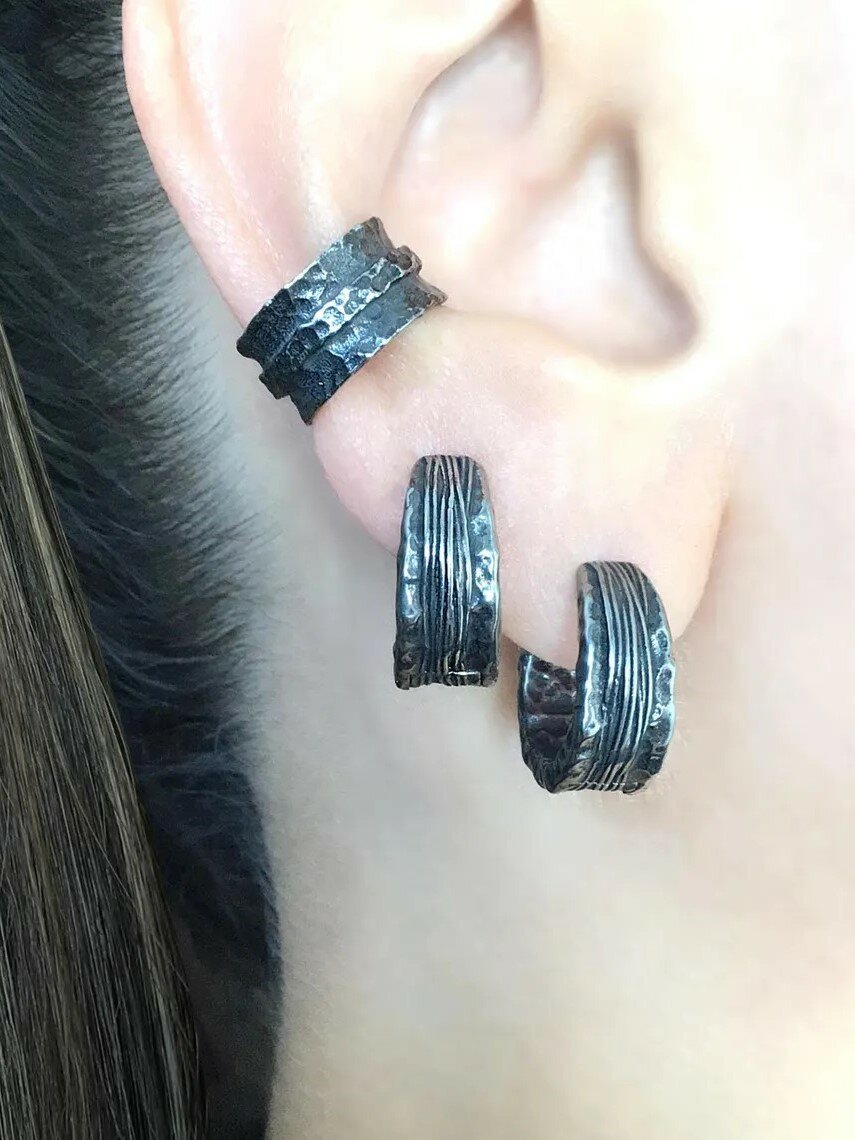 Серьги конго, двусторонние, славянский оберег