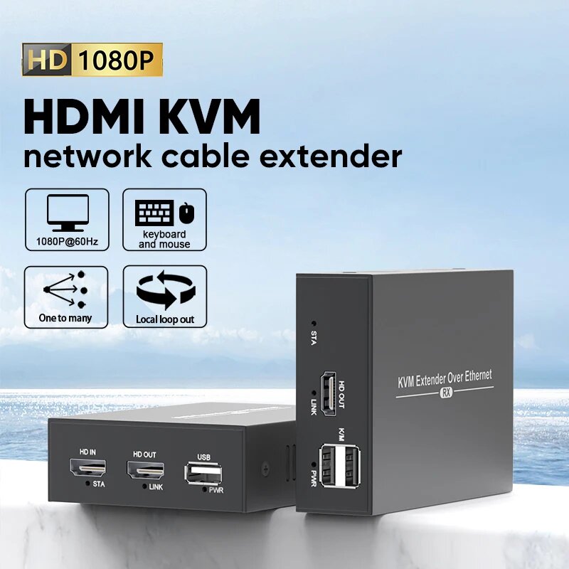 PWAY Extender-150M KVM-удлинитель по IP 1080P HDMI One RX, EU Power Plug