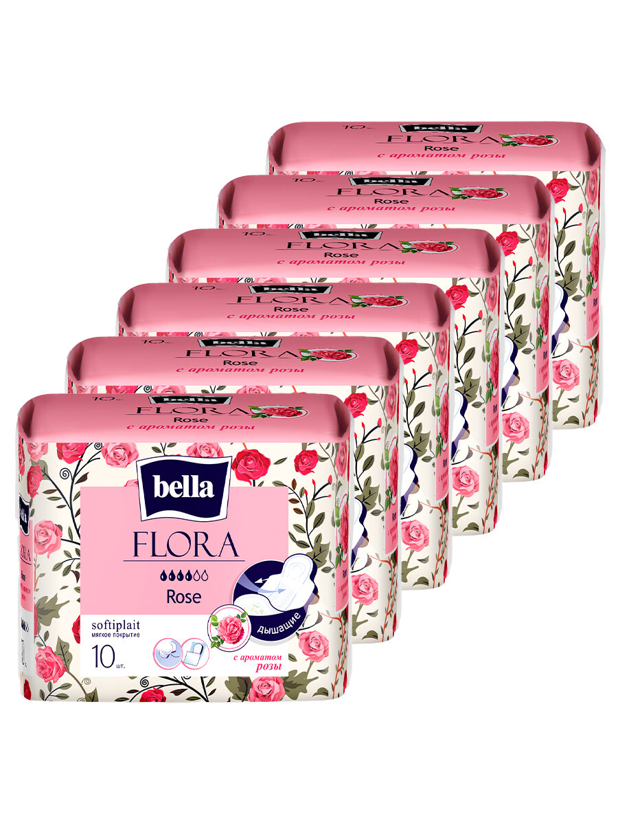 Bella Прокладки женские гигиенические Rose 6х10 шт 4 капли