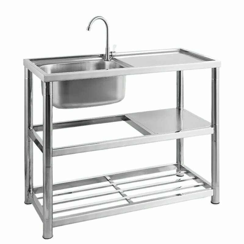 Кухонная мойка из нержавеющей стали, сварная раковина с кранами для горячей и холодной воды, подходит для кухни, улицы, сада.