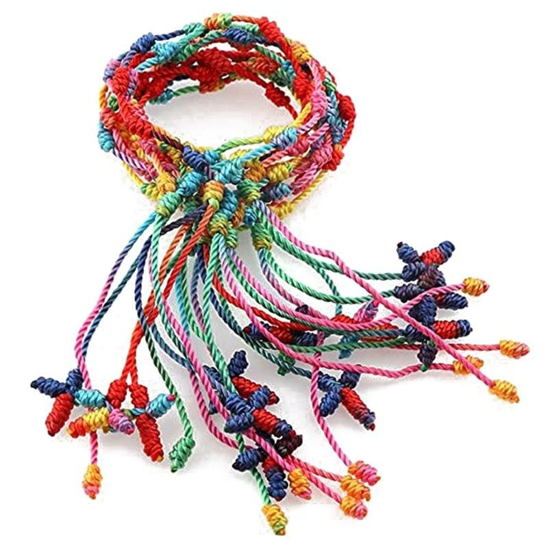 Браслеты тибетские плетёные, 12 шт, Цвет