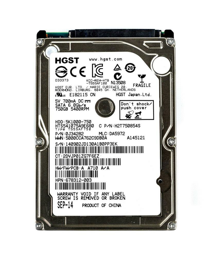 Жёсткий внутренний диск HDD 2.5 Hitachi 750 GB H2T750854S для ноутбуков