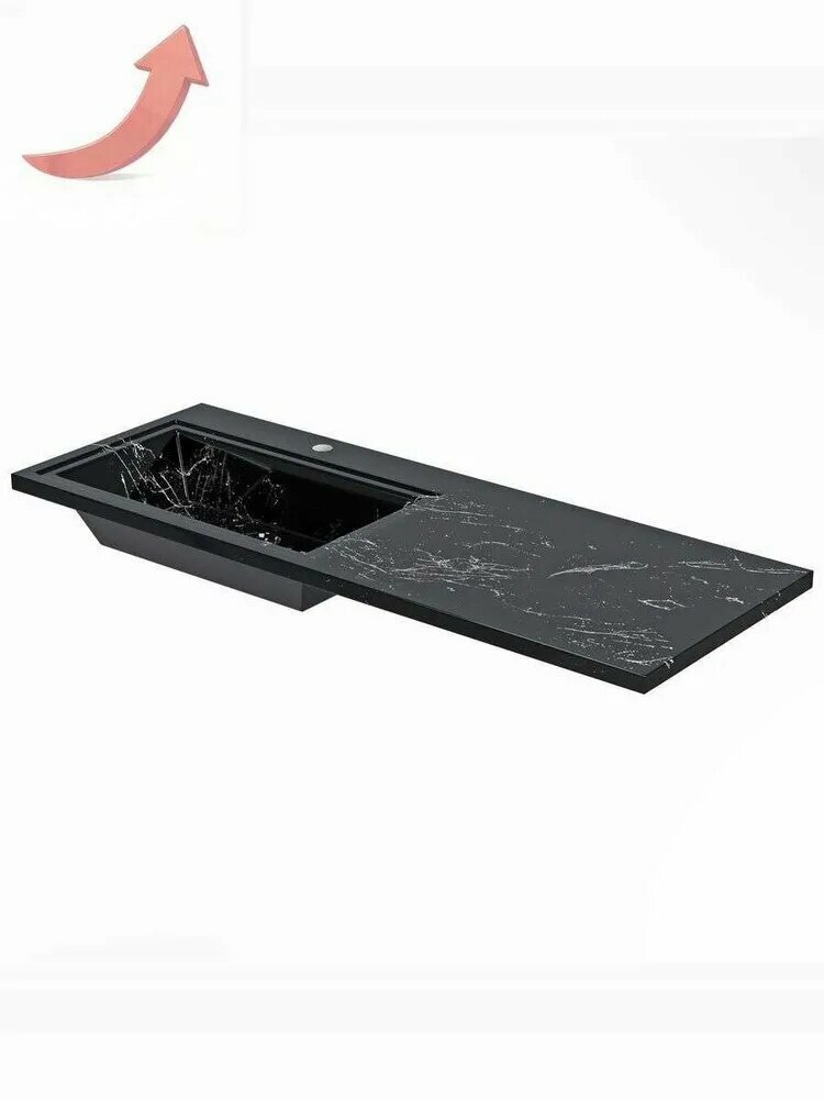 Раковина над стиральной машиной Марсал 120 х 48 левая, черный мрамор