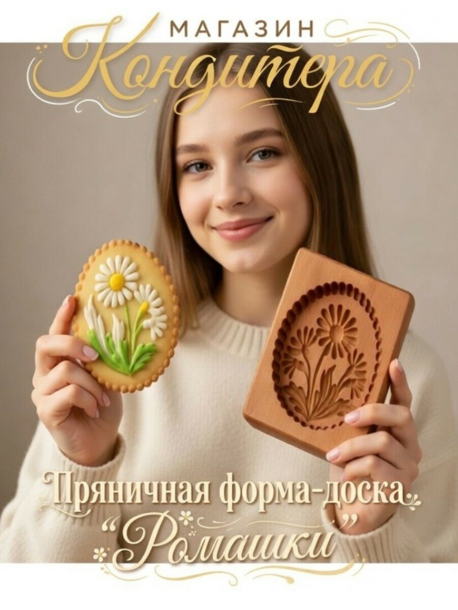 Пряничная форма-доска "Ромашки" для формирования пряников и печенья