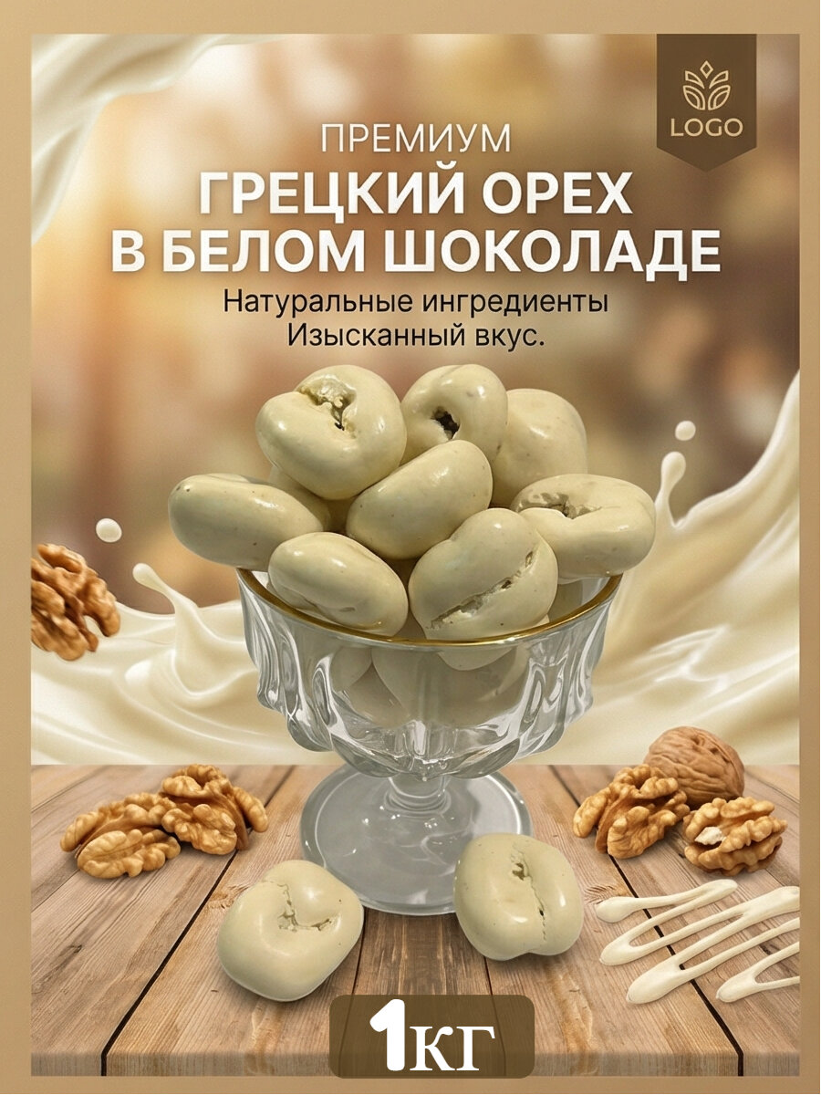 Грецкий орех в белой шоколадной глазури 1кг