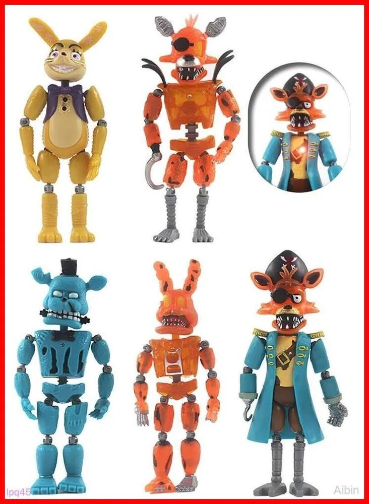 Новая модель. Набор фигурок FNAF Animatronics/Five Nights at Freddy's/разборный с подсветкой 5шт (14см, упаковка