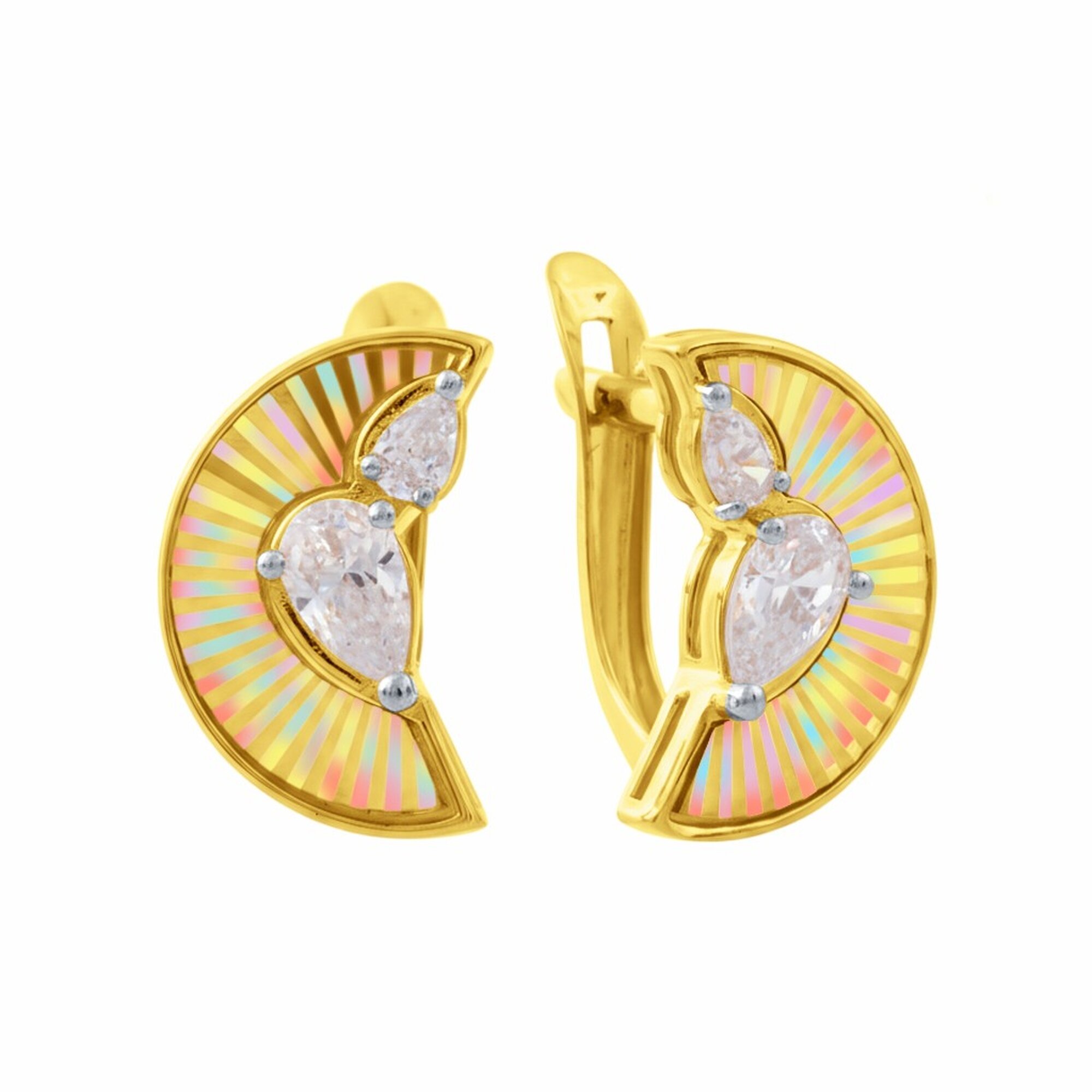 Серьги Diamant online, желтое золото, 585 проба, фианит