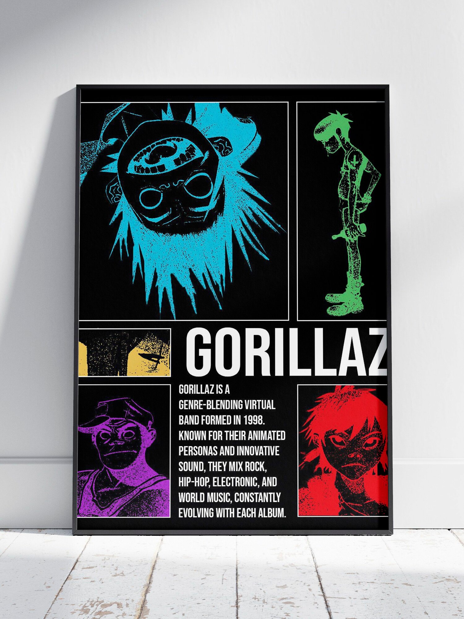 Плакат на стену для интерьера Горилаз (Gorillaz 17) - Постер по музыке и артисту формата A3 (30x42 см)
