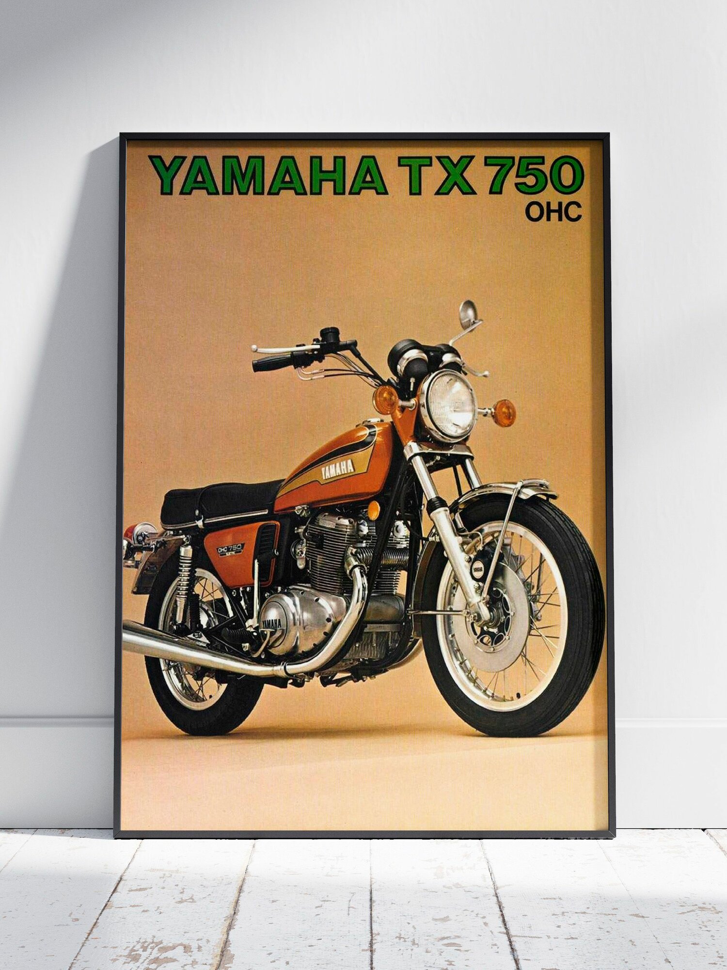 Плакат на стену для интерьера Техника и транспорт (Ямаха TX750 - Yamaha TX750 3) - Постер по транспорту формата A4 (21x30 см)