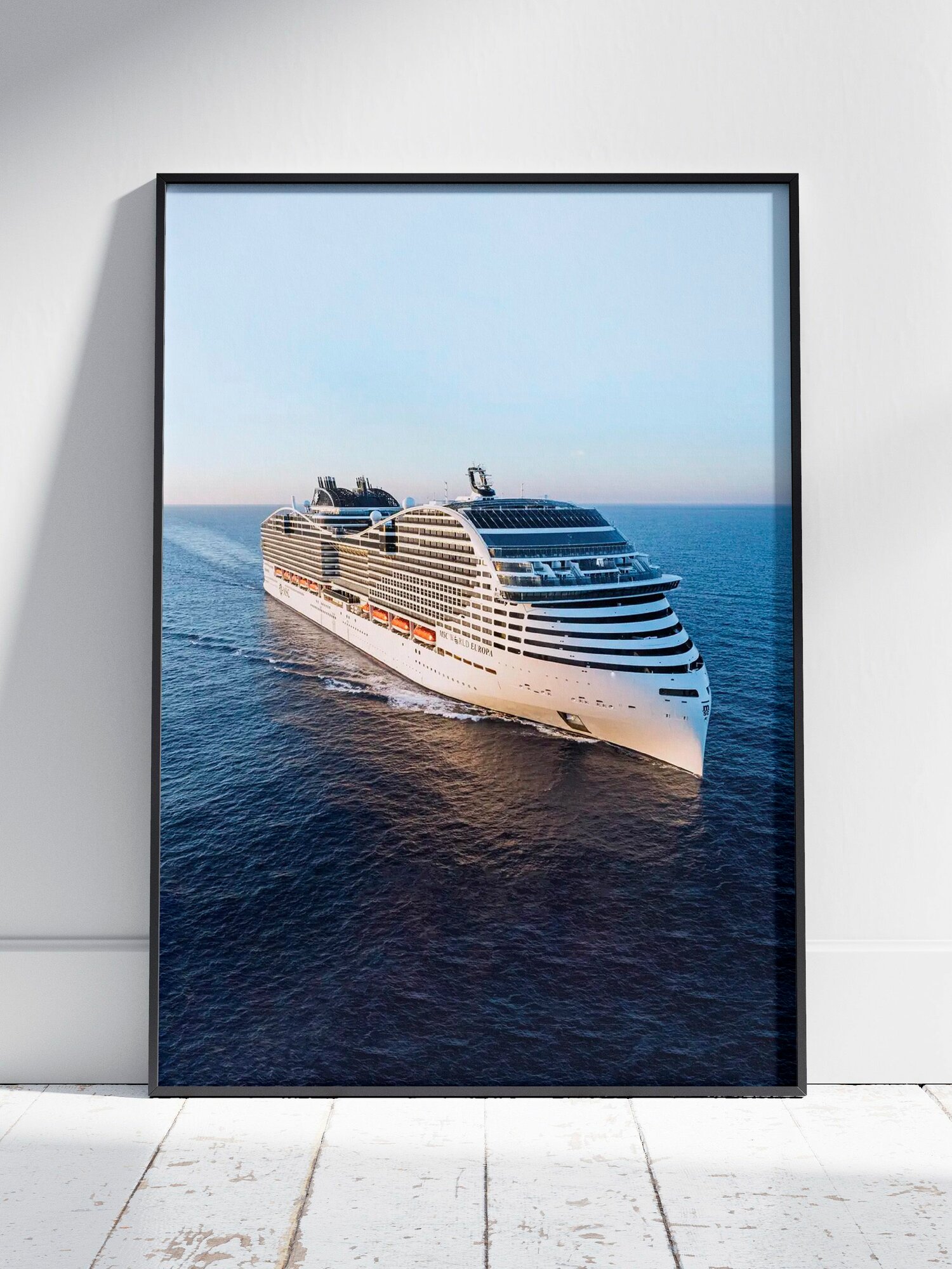 Плакат на стену для интерьера Транспорт и техника (MSC Ворлд Европа - MSC World Europa 1) - Постер по машине формата A4 (21x30 см)