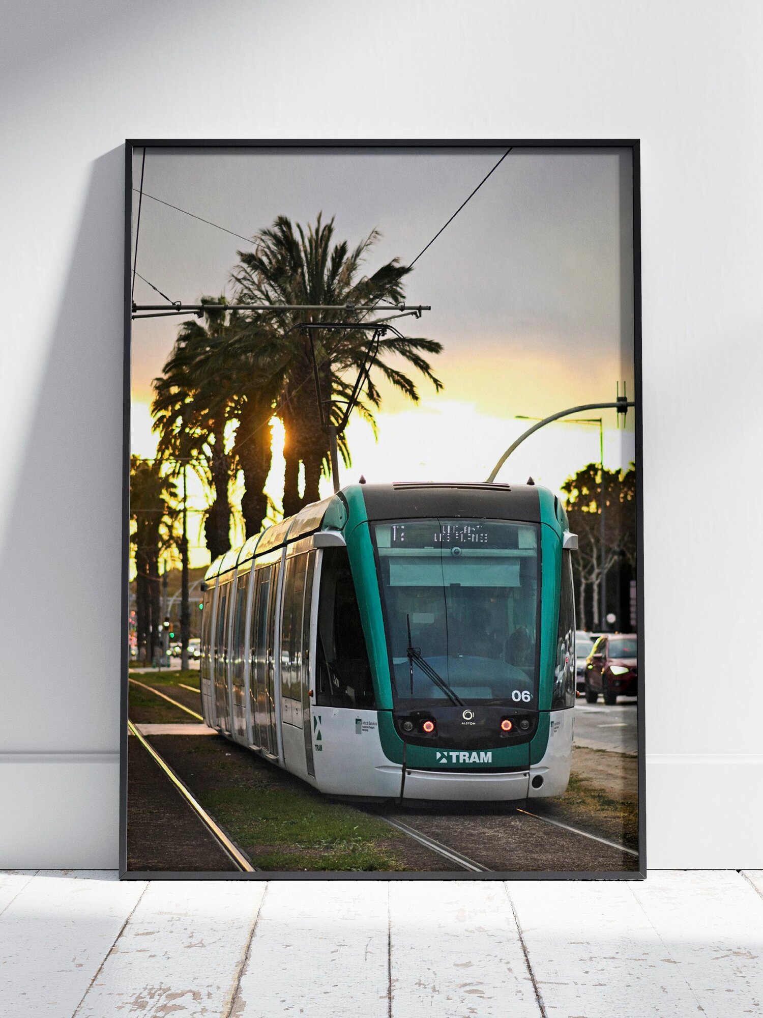 Плакат на стену для интерьера Транспорт и техника (Трамвай Alstom Citadis) - Постер по машине формата A4 (21x30 см)