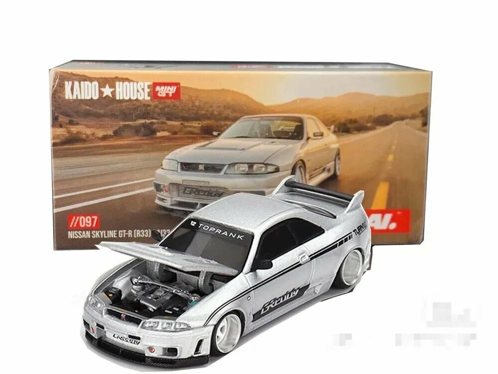 (Поставляется с защитной оболочкой)Машинка KAIDO HOUSE& MINIGT 1/64 KHMG097 NISSAN GTR R33 DAI33 Die-cast alloy car model gift