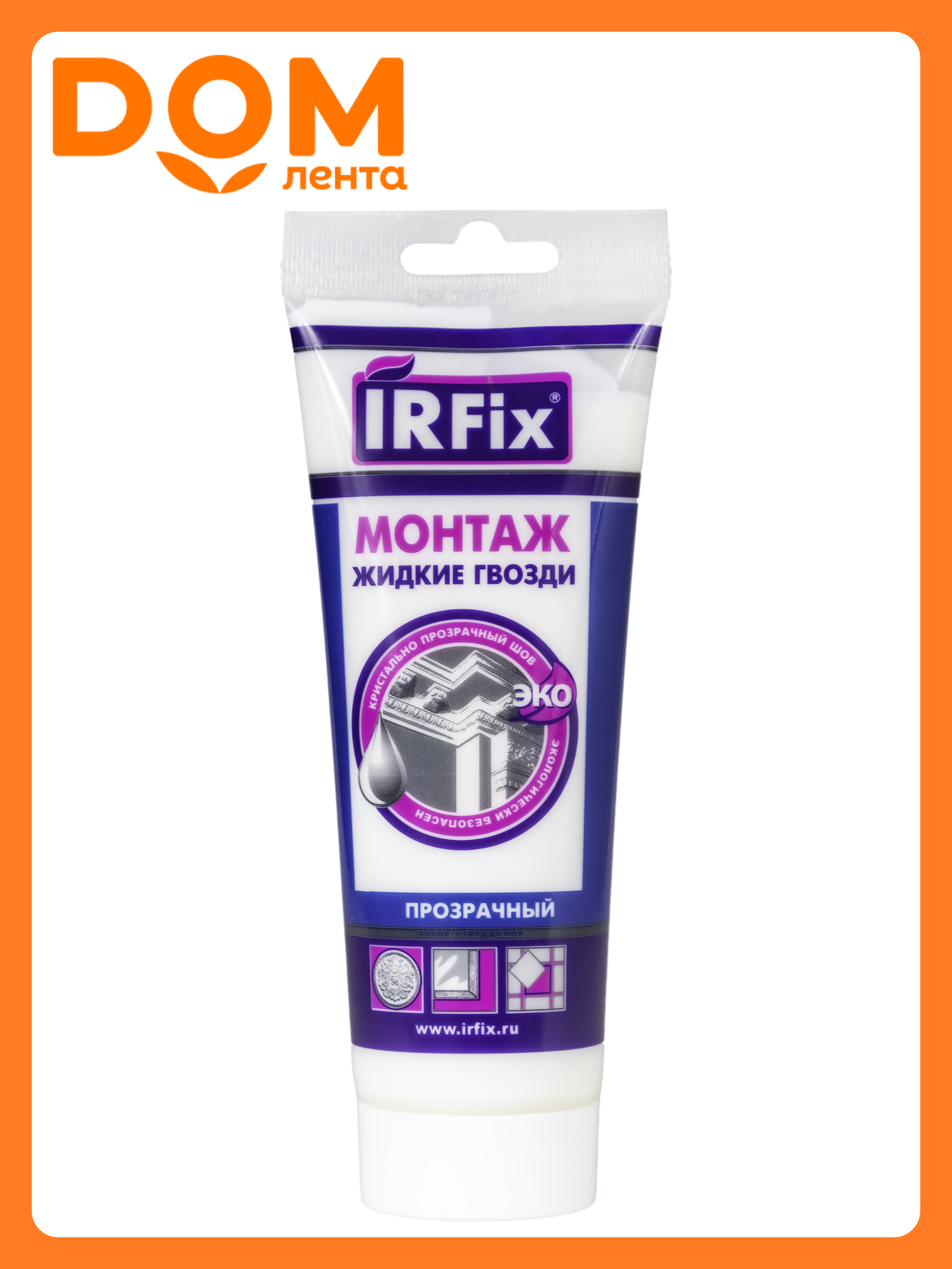 Клей IRFIX монтаж, акриловый, для кафеля, дерева, гипса и других материалов, 310мл