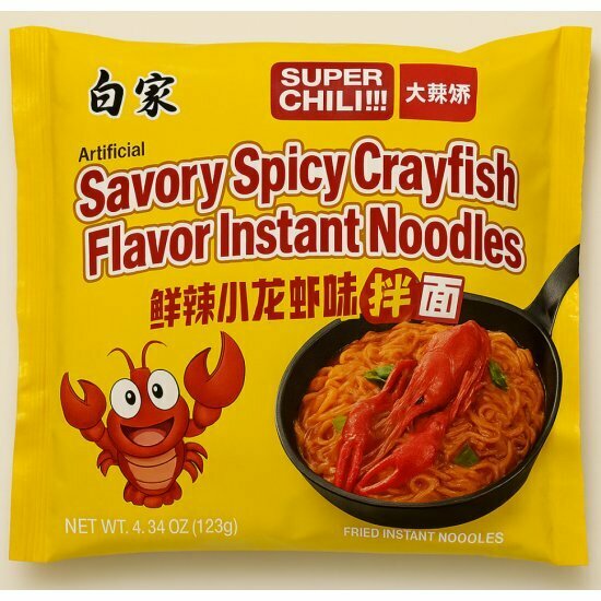Лапша быстрого приготовления Baixiang со вкусом раков 113 г
