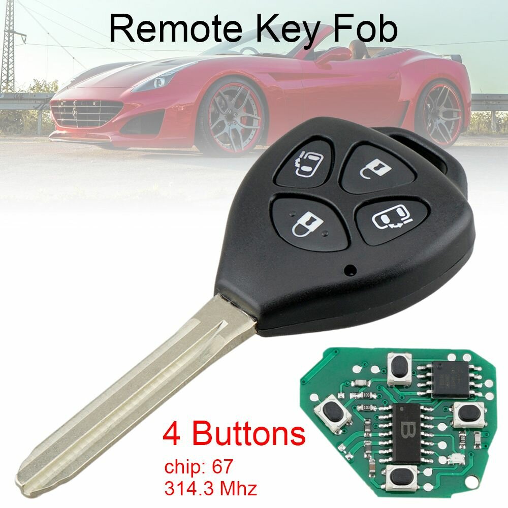 4-кнопочный смарт-ключ 314.3MHz для Toyota Camry Corolla RAV4 Hilux Avalon Yaris Matrix Venza, лезвие TOY43 с чипом