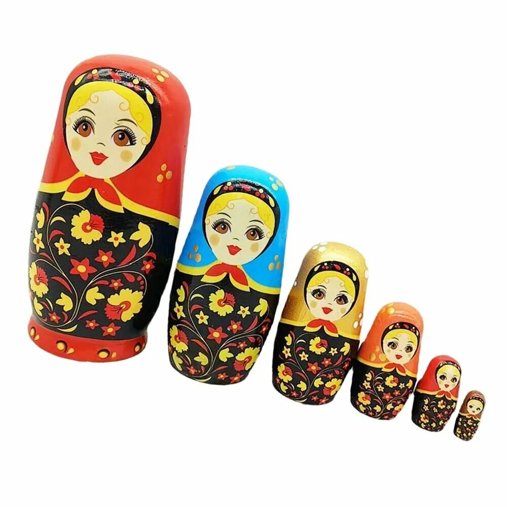 Русская матрёшка 6 слоёв деревянная ручная роспись детская игрушка