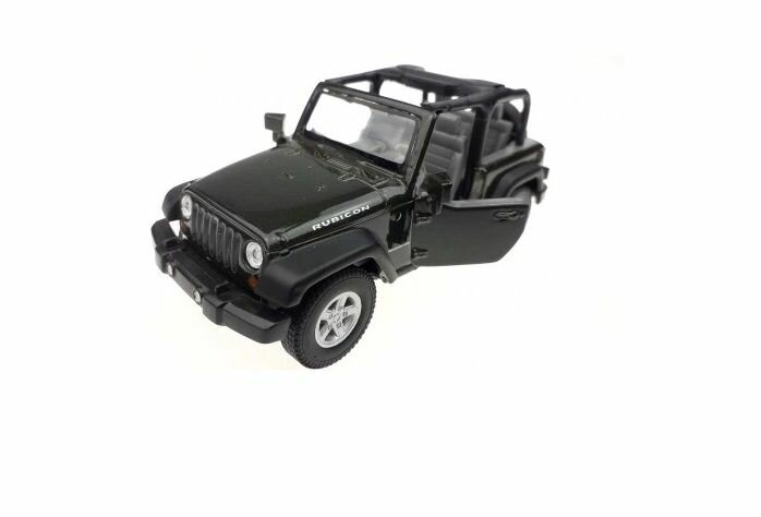 Машинка Welly Jeep Wrangler Rubicon 2007. масштаб 1:38, пружинный механизм, цвет зеленый металлик