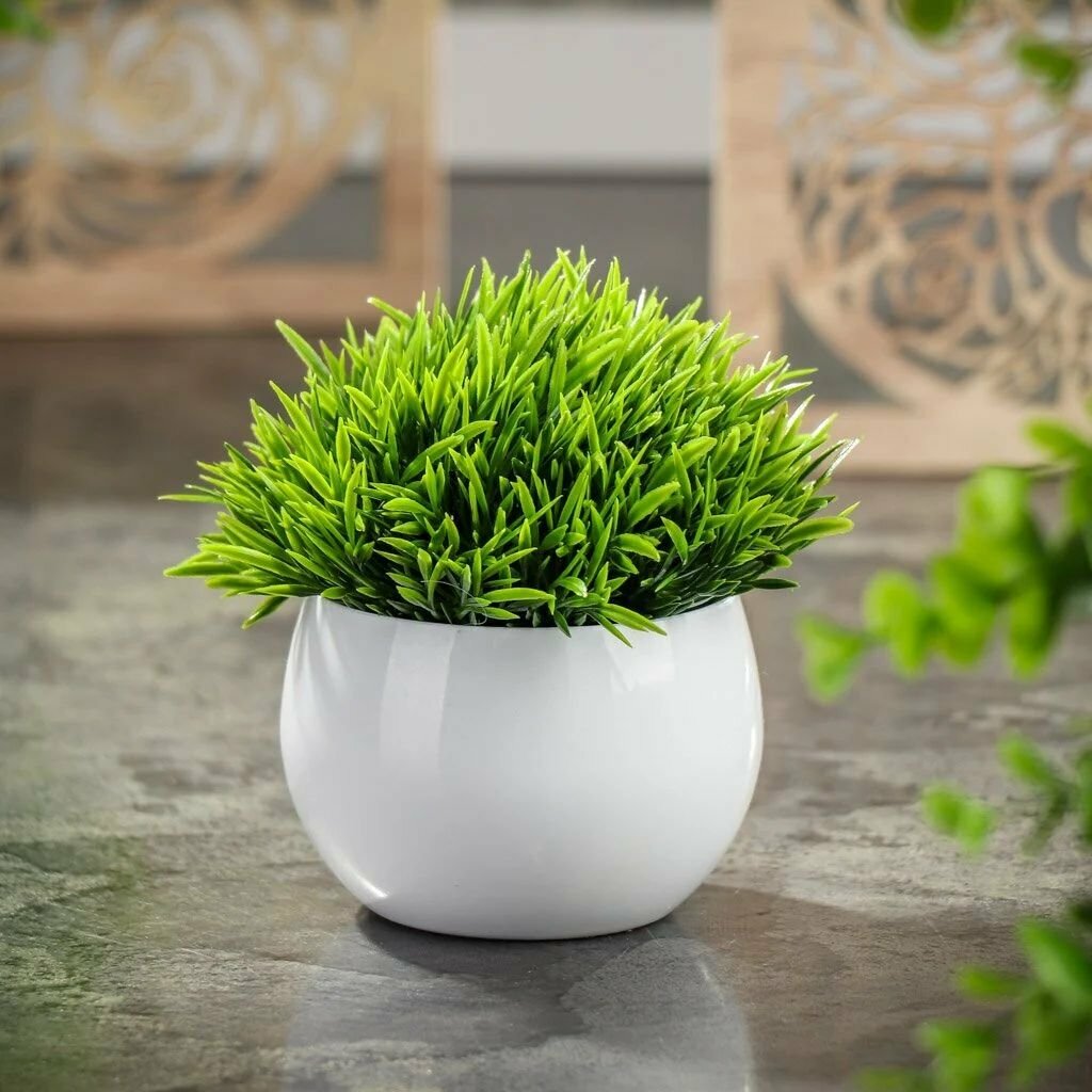 Искусственный декоративный цветок в кашпо 10 см, зеленый, для интерьера дома, кухни, гостиной, офиса, стиль Y4-8348