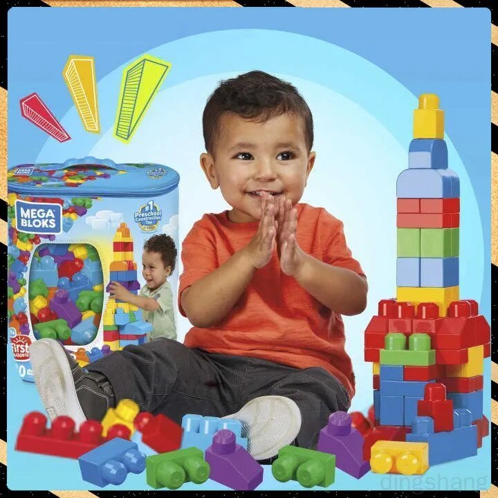 Mega Bloks Big Building Bag 80 блоков для строительства для детей от 1 года — фото 1