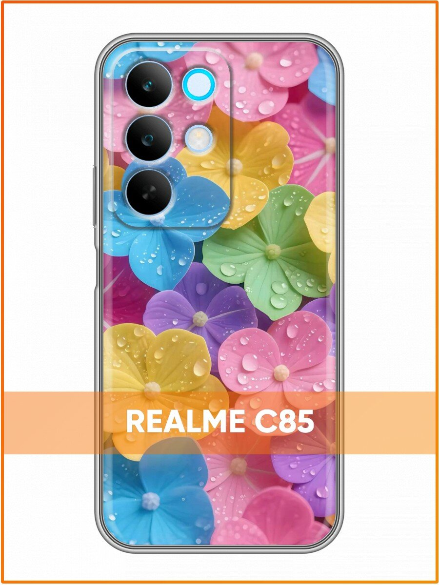 Чехол для Realme C85 с принтом для женщин с цветочками (Реалми С85)