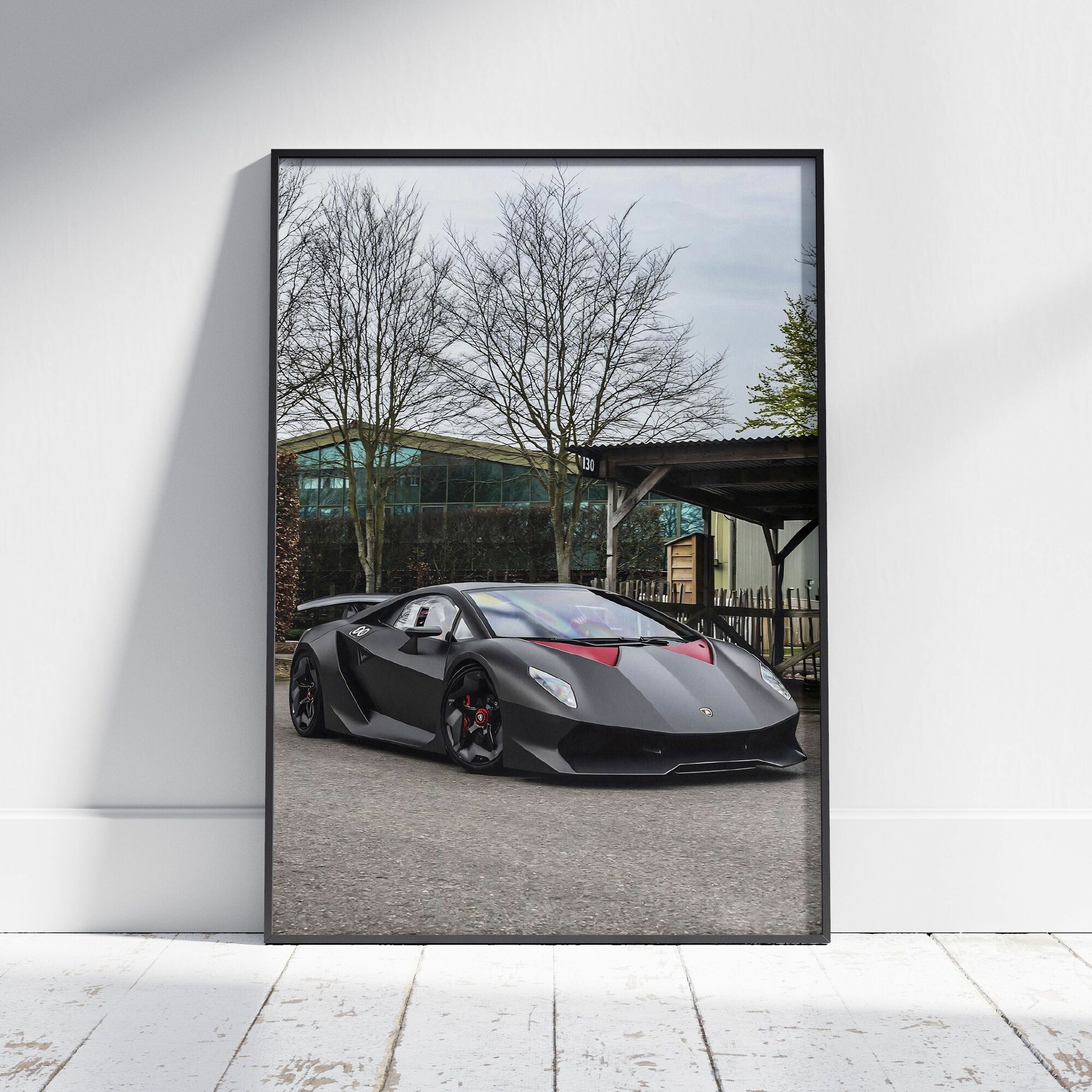 Плакат на стену для интерьера Спорткар (Lamborghini Sesto Elemento 4) - Постер по спортивным гоночным машинам автомобилям формата А4 (21x30 см)