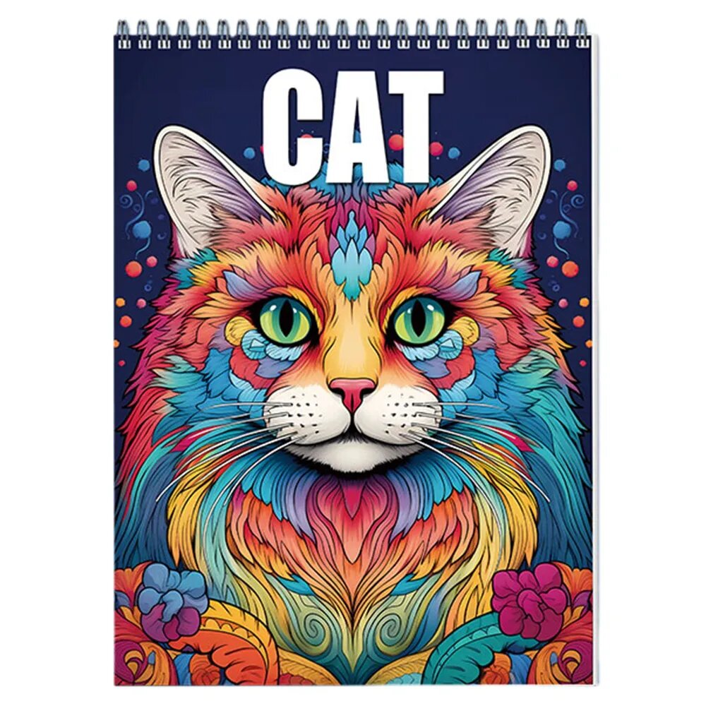 Раскраска для взрослых с 24 цветными карандашами, формат А4, 30 страниц, спиральное переплетение