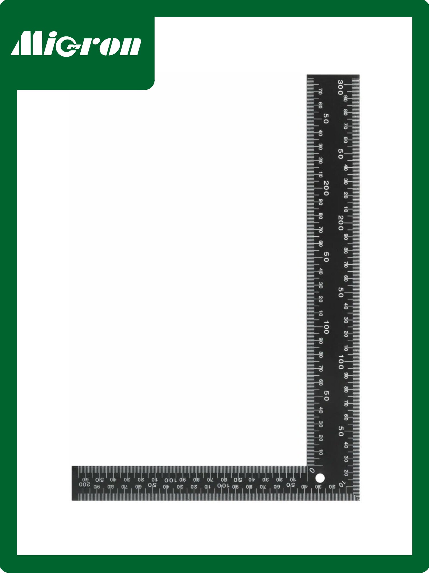 Угольник столярный Micron цельнометаллический 300х200х2,0 мм