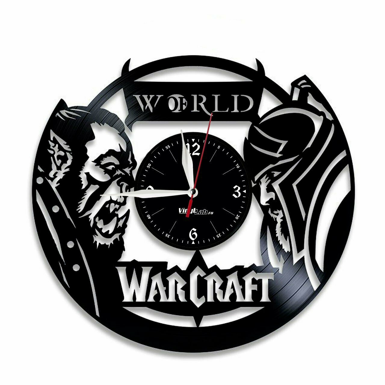 Часы из виниловой пластинки (c) VinylLab Warcraft, диаметр 30 см
