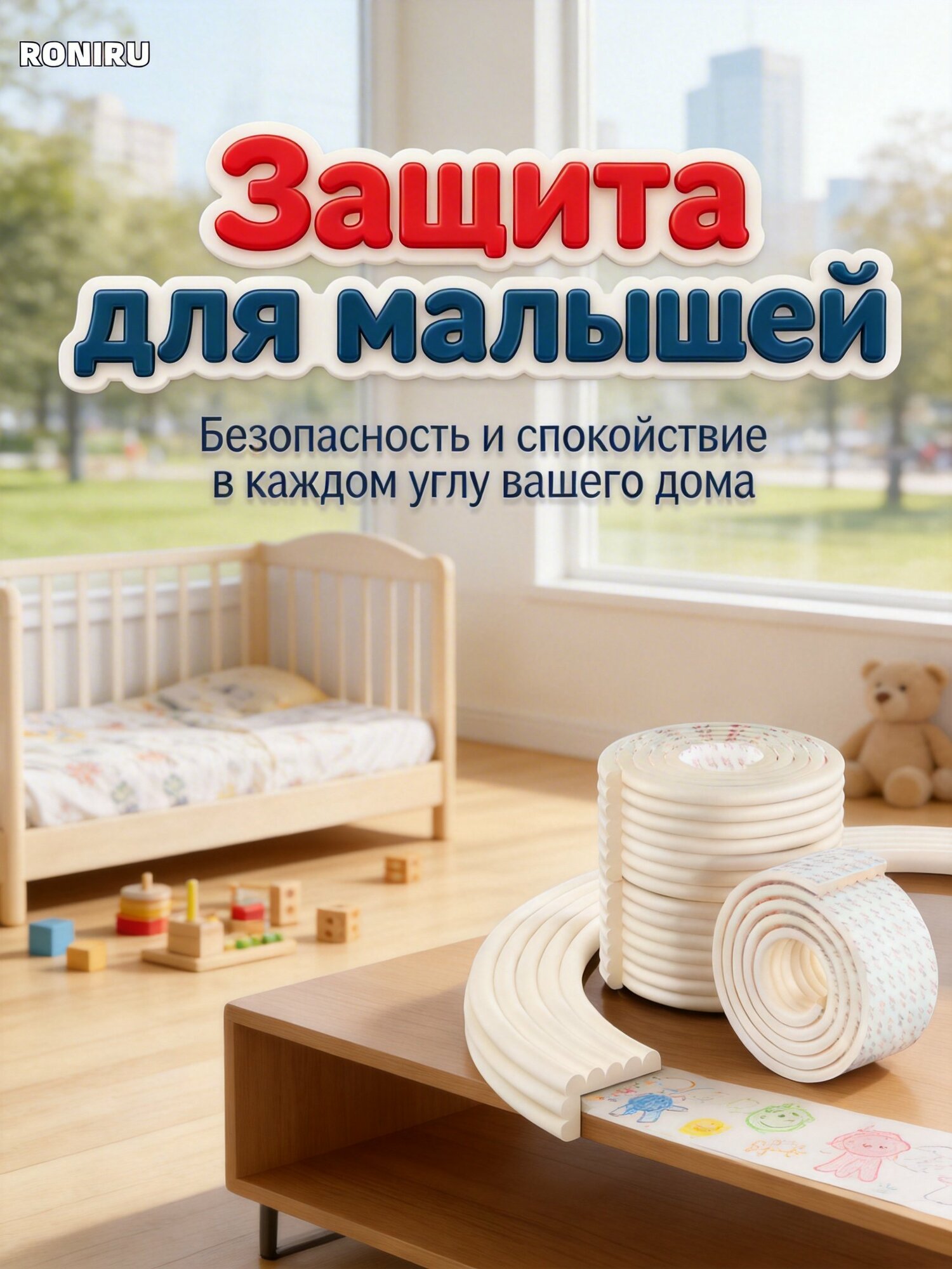 Защитный уголок для младенца, мягкий пенопластовый бампер NBR с предварительно проклеенной клейкой лентой для краев столов и острых предметов