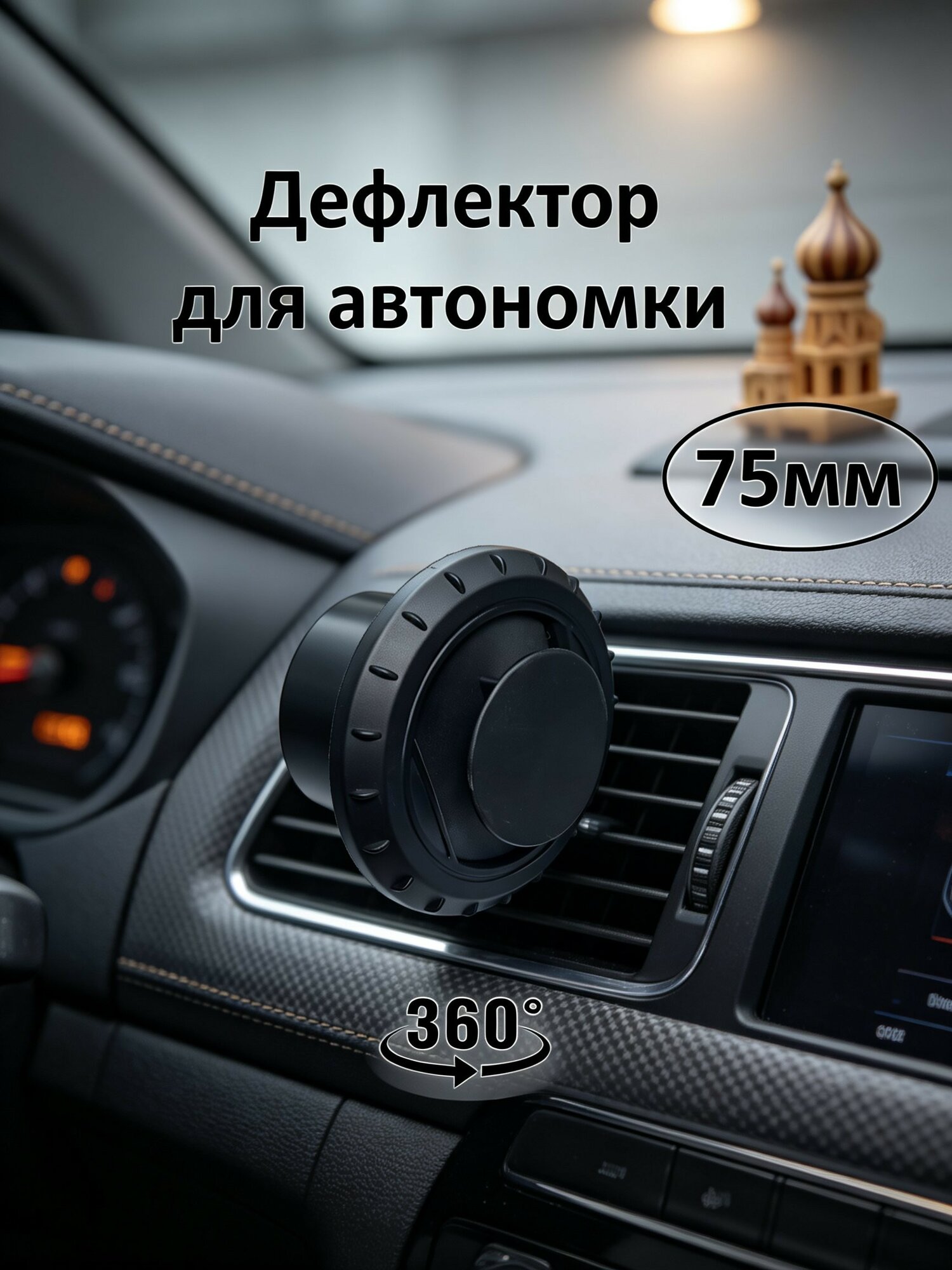 Закрывающийся дефлектор 75 мм для воздушного отопителя, поворотный на 360 градусов совместим с автономками 4-8 кВт, АБС пластик для высоких температур